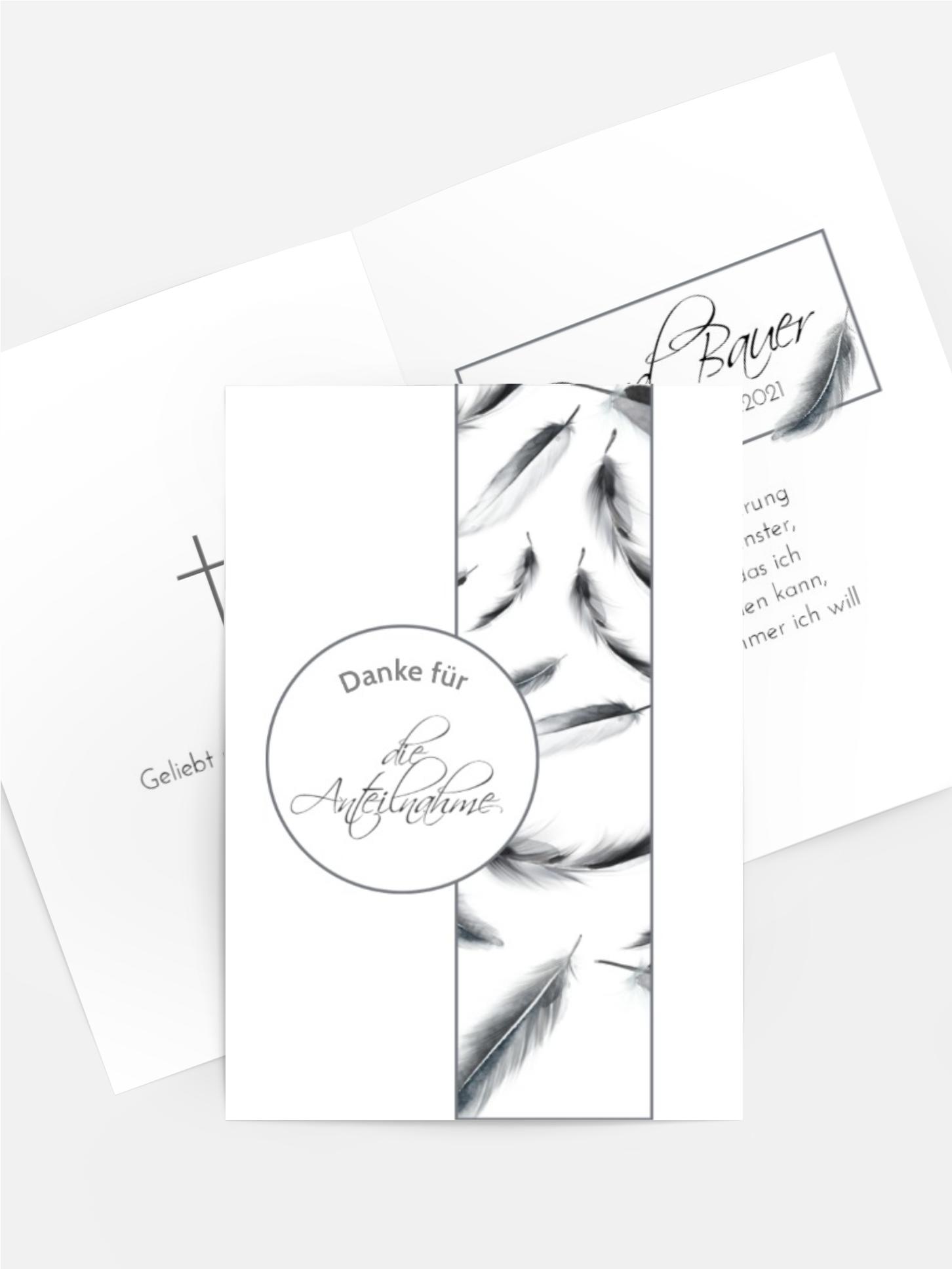 Sterbebildkarte Fliegende Federn | Kartenmanufaktur